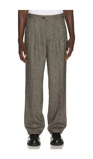 PERCIVAL Wilde Birdseye Pleated Trousers - Brown