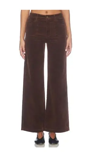 Paige Anessa With Stitch Utility Pockets Wide Leg Corduroy Pant In Brown - Hickory