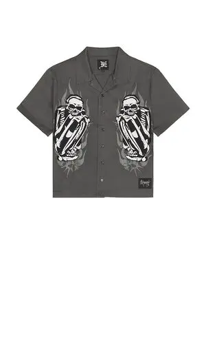 Ed Hardy Skeles Workwear Shirt In Charcoal