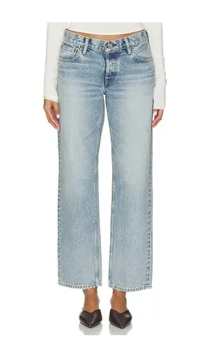 Moussy Vintage Albany Low Straight Leg Jeans In Blue