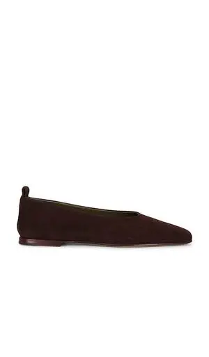 MARIA LUCA Augusta Suede Ballerina In Chocolate
