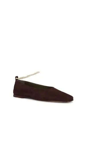 MARIA LUCA Augusta Suede Ballerina In Chocolate