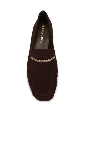 MARIA LUCA Ortensia Suede Loafer In Chocolate