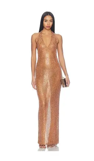 Retrofete Lolly Sequin Dress In Brown