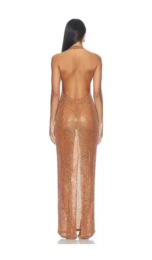 Retrofete Lolly Sequin Dress In Brown