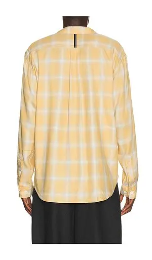 WORKS AND DAYS Rayon Check Classic Shirt In Yellow