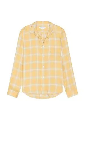 WORKS AND DAYS Rayon Check Classic Shirt In Yellow