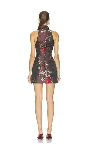 SAU LEE Eva Jacquard Dress In Brown - Brown Multi