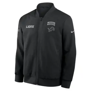 Nike Detroit Lions Salute To Service Sideline Nfl Full-zip Bomber Jacket - Black