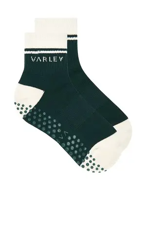 Varley Grayson Half Crew Grip Sock In Green - Ponderosa Pine