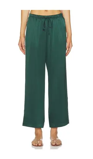Donni. The Silk Stripe Crop Pant In Green