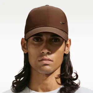 Nike Dri-fit Club Unstructured Metal Swoosh Cap - Brown