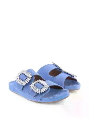 TORAL SHOES Crystal-embellished Double-strap Slippers