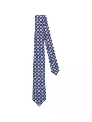 Kiton Floral Geometric-pattern Tie - Blue