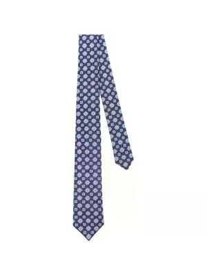 Kiton Floral Geometric-pattern Tie - Blue