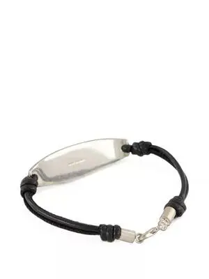 Saint Laurent Logo-engraved Leather Bracelet - Silver