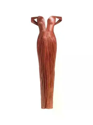 MARIA LUCIA HOHAN Martina Off-shoulder Maxi Dress - Brown