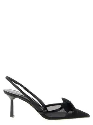 Prada Mesh Slingback With Bow - Black