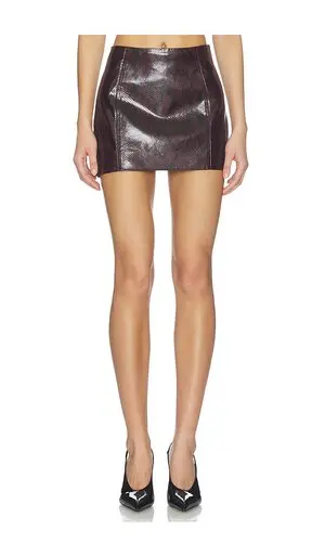 Naked Wardrobe Python Leather Mini Skirt In Burgundy