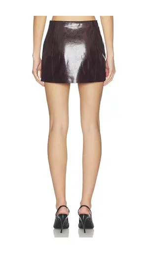 Naked Wardrobe Python Leather Mini Skirt In Burgundy