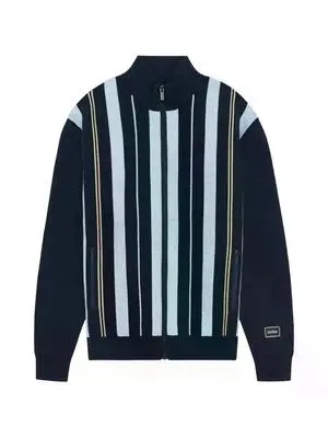 Drole De Monsieur Striped Zip-up Sweater - Blue