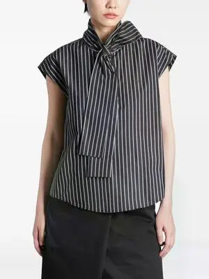 Marni Pinstripe-print Pussy-bow Top