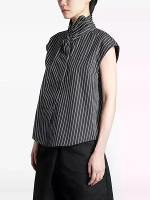 Marni Pinstripe-print Pussy-bow Top