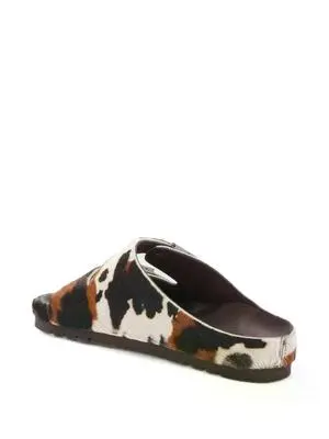 DR. SCHOLL'S SHOES Cow-print Buckle-fastening Flat Sandals