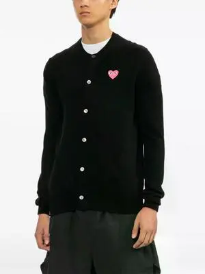 Play Comme Des Garcon Heart-patch Cardigan - Black