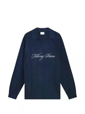 Filling Pieces Football Jersey Knit Polo Shirt - Blue