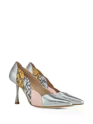 KAT MACONIE Divina Snakeskin-effect Scalloped Pumps - Silver