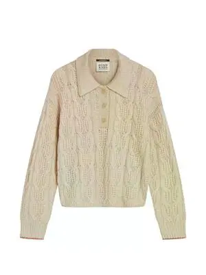 Scotch & Soda Cable-knit Polo Sweater - Neutrals
