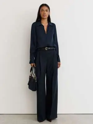 REISS Orla Silk-blend Open-collar Shirt