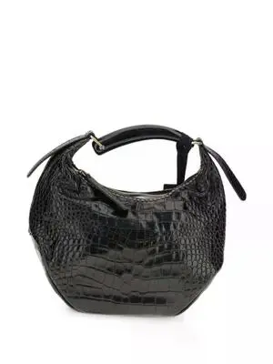 VISONA` Bengala Croc-effect Leather Shoulder Bag - Black