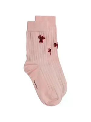 Simone Rocha Bead-embellished Ribbed-knit Socks - Pink