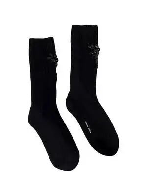 Simone Rocha Crystal-embellished Chunky-knit Socks - Black
