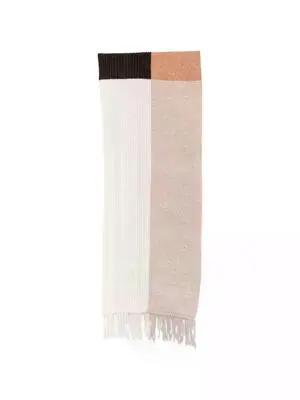 PENNYBLACK Colour-block Fringed Scarf - Brown