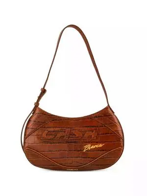 Casablanca Croc-effect Slim Biker Shoulder Bag - Brown