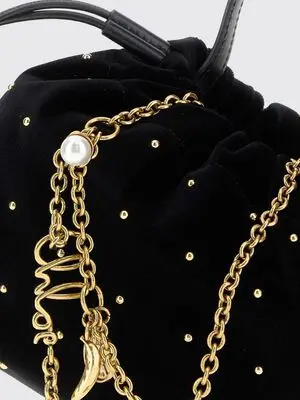 Chloé Mini Velvet Bucket Bag With Studs And Metallic Mesh Shoulder Strap