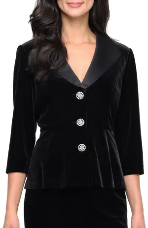 Alex Evenings Stretch Velvet Top - Black