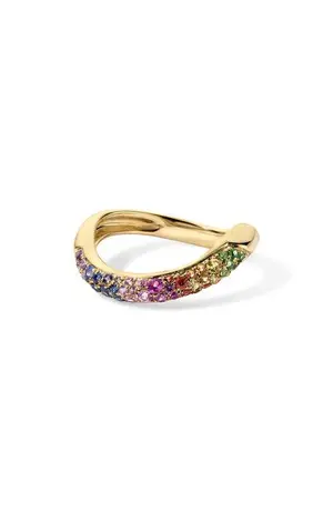 EDEN PRESLEY Wave 14k Gold Sapphire Ring - Rainbow