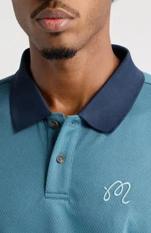 MALBON Fairway Hex Piqué Golf Polo - Slate