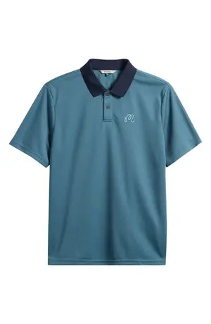 MALBON Fairway Hex Piqué Golf Polo - Slate