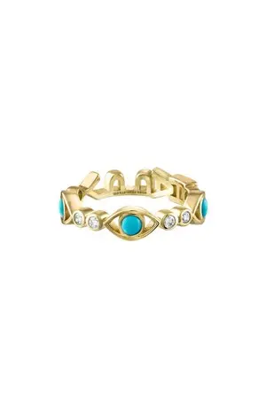 EDEN PRESLEY Dream Tattoo Band 14k Gold & Sapphire Ring - Turquoise