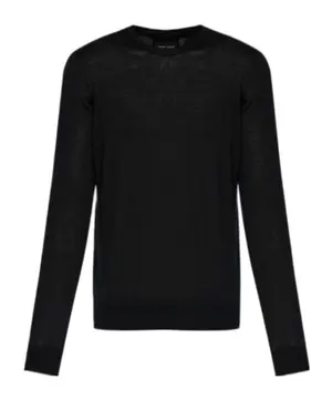 Giorgio Armani Long-sleeved Crewneck Jumper - Black
