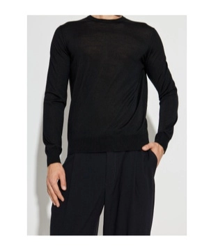 Giorgio Armani Long-sleeved Crewneck Jumper - Black