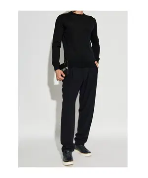 Giorgio Armani Long-sleeved Crewneck Jumper - Black