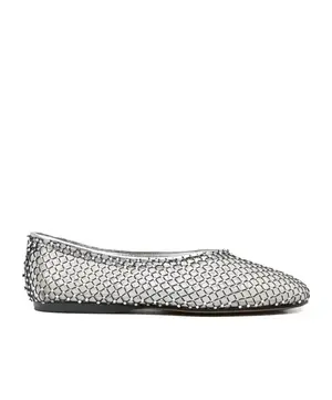 FORTE_FORTE Rhinestone Mesh Ballet Flats - Silver