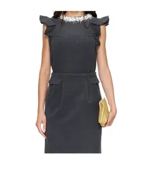 SHUSHU/TONG Short-sleeved Top With A Lace Collar - Grey