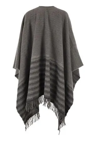 Peserico Striped Fringed Poncho